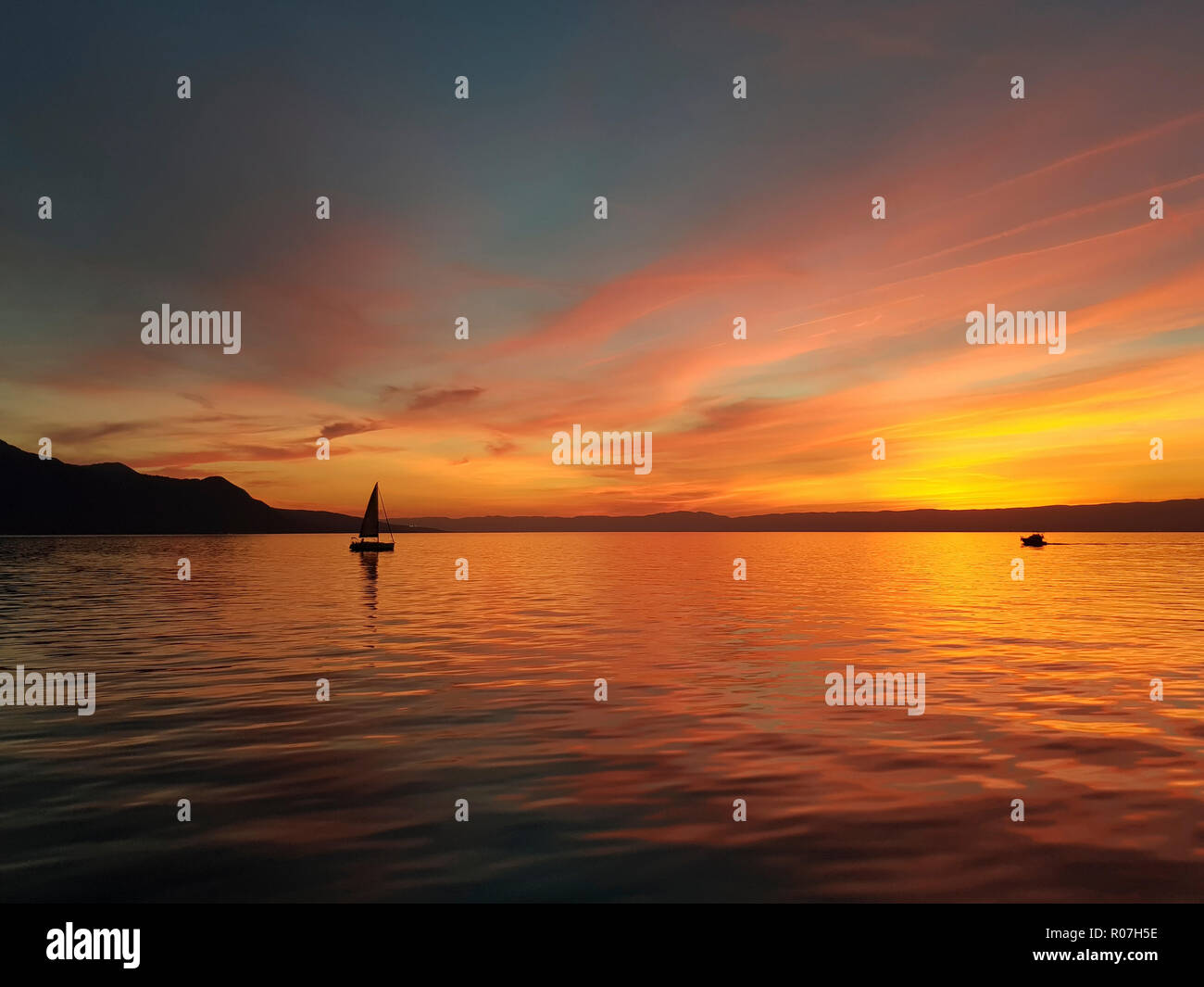 Sunset over Lake Geneva, Switzerland Stock Photo - Alamy