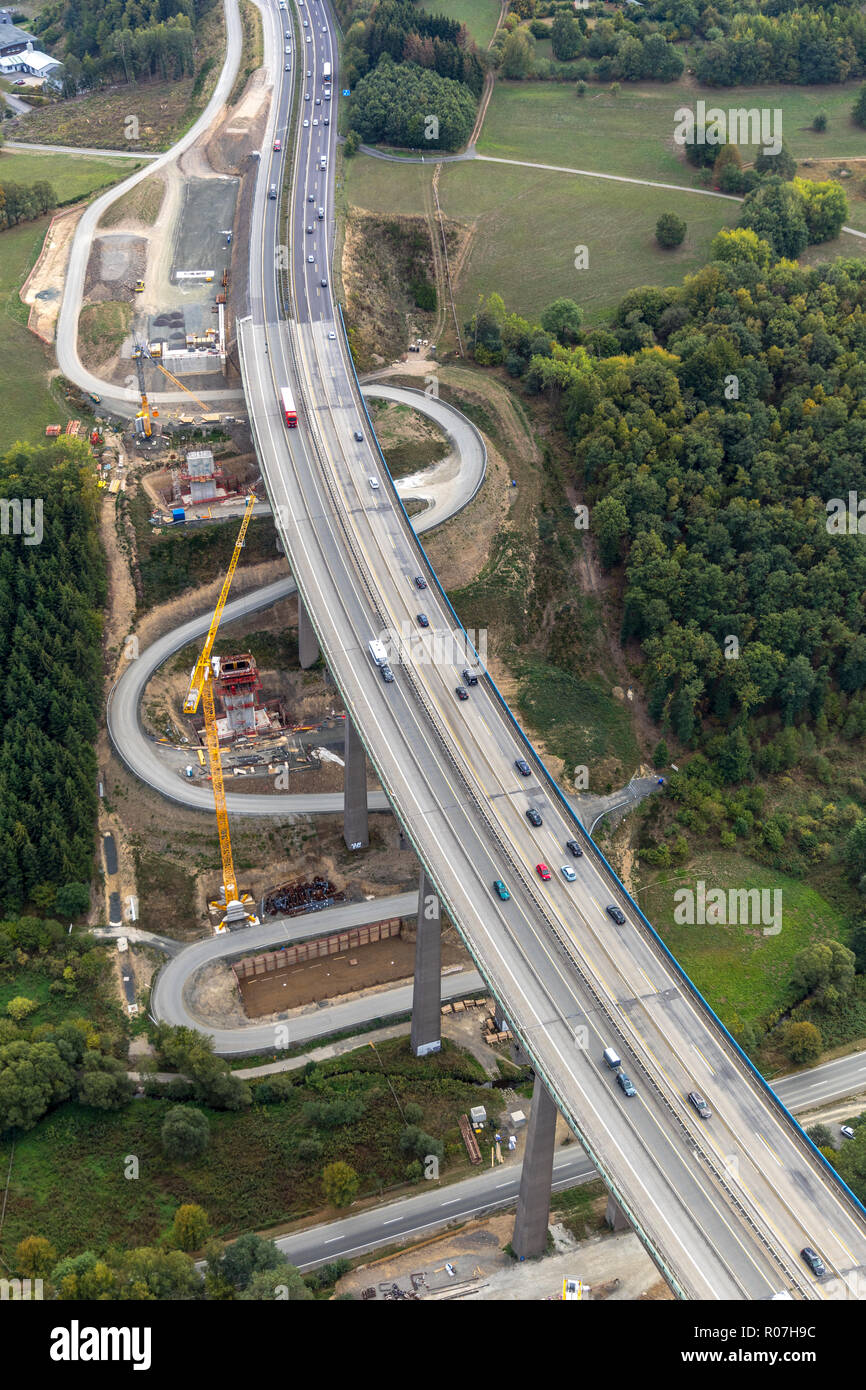 Aerial view, motorway bridge A45, bridge, road bridge, repair ...
