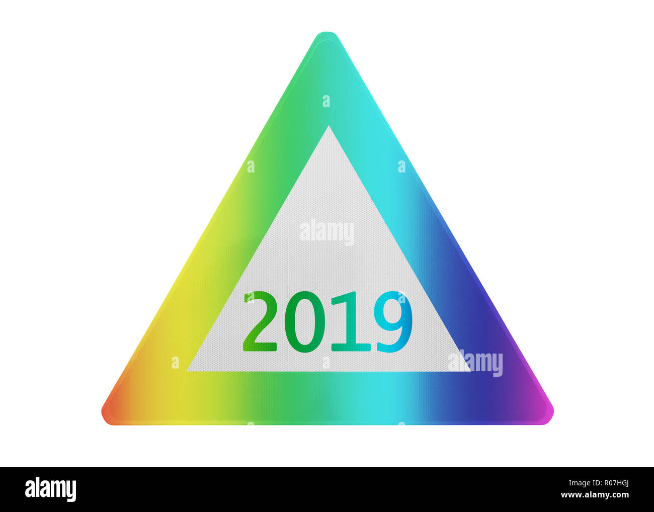 Traffic sign isolated - 2019 - Rainbow colored Stock Photo - Alamy