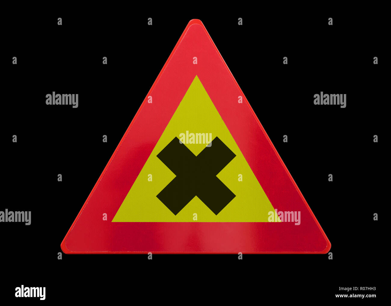 Traffic sign isolated - Dangerous crossing - On black Stock Photo - Alamy