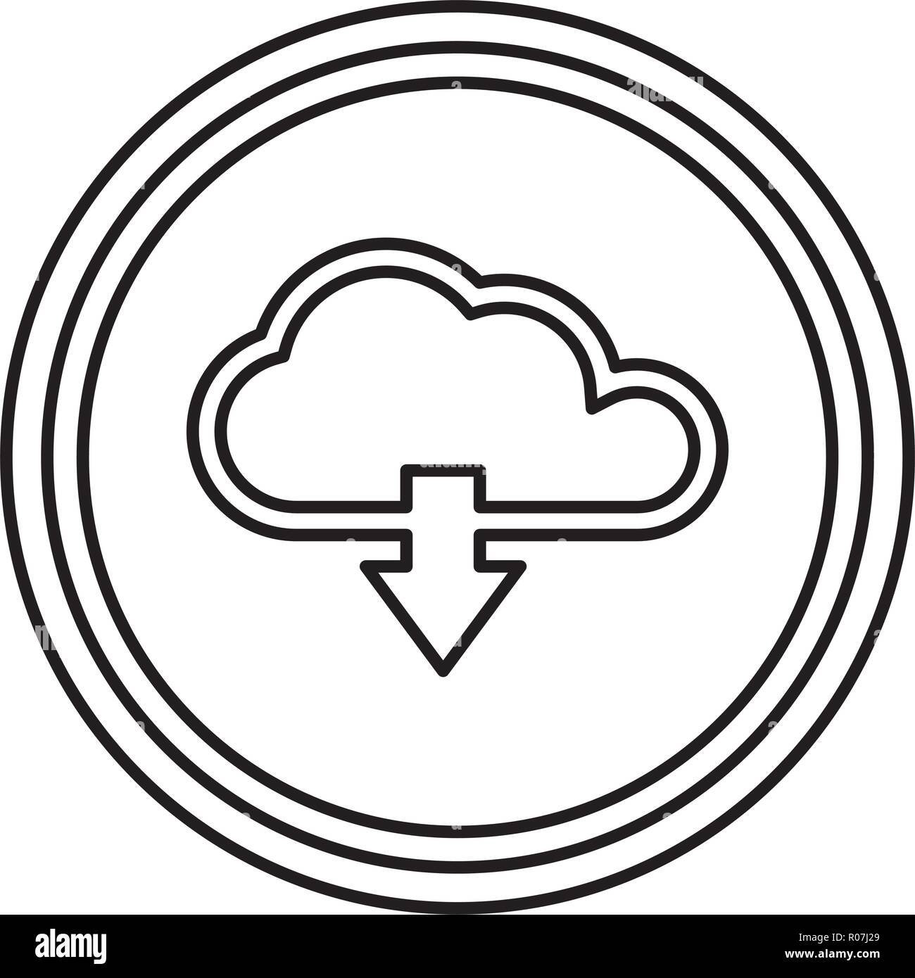 Cloud Computing Server With Arrow Download Vector Illustration Design