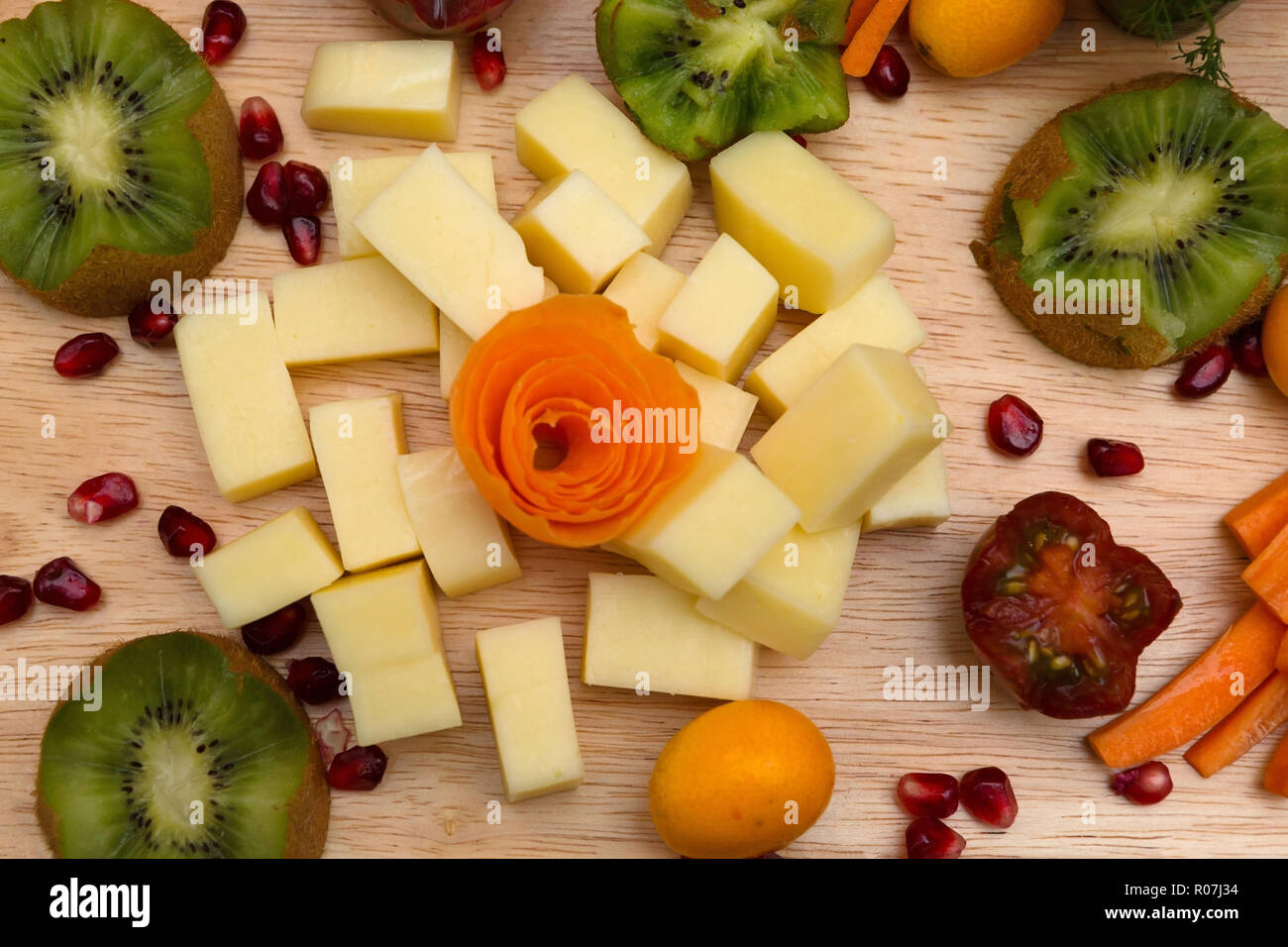 Delicious Appetizers With Exotic Fruit and Cheese Stock Photo - Alamy