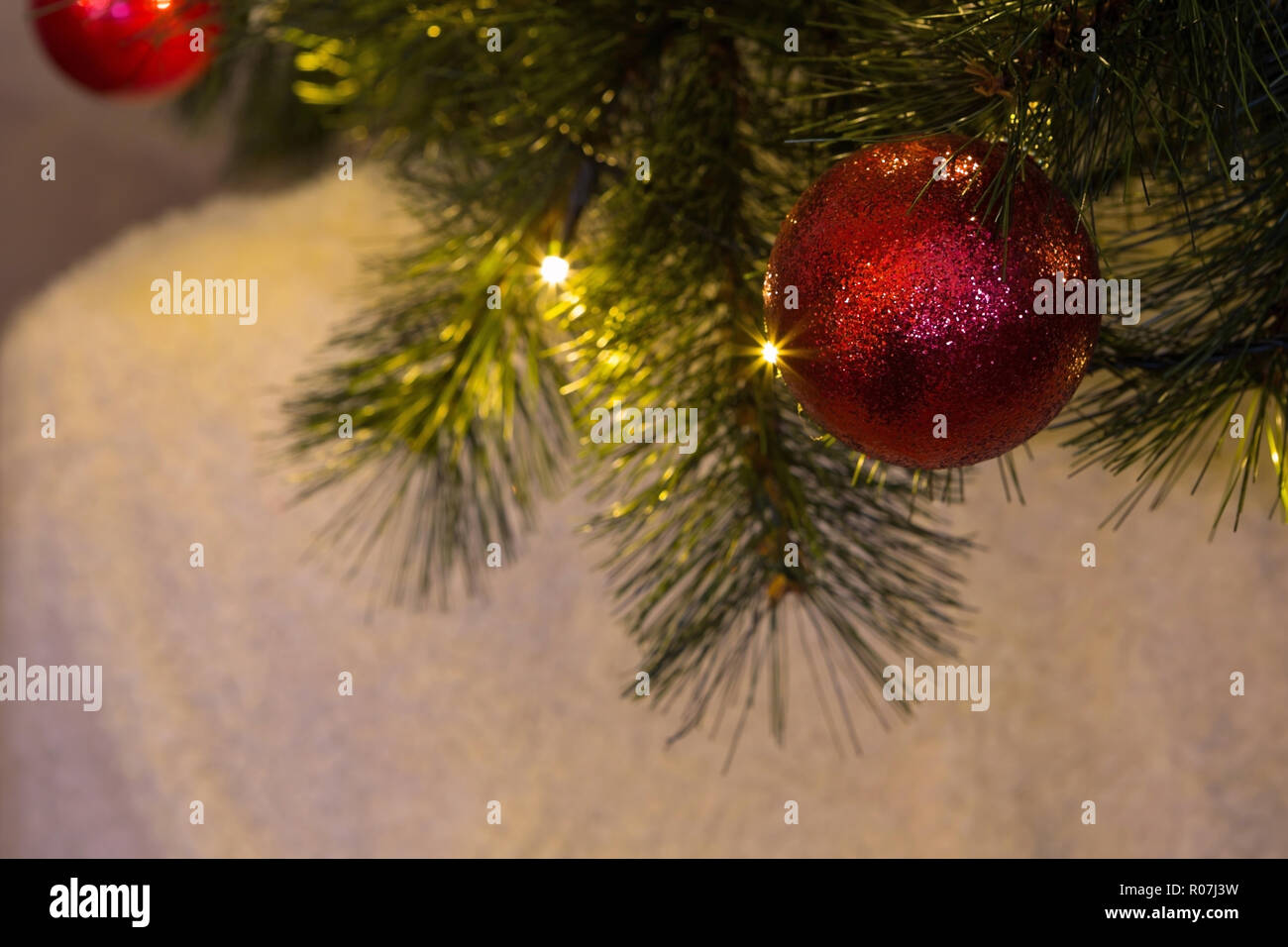 Zoomed View of Decorated and Lit Christmas Tree Stock Photo - Alamy