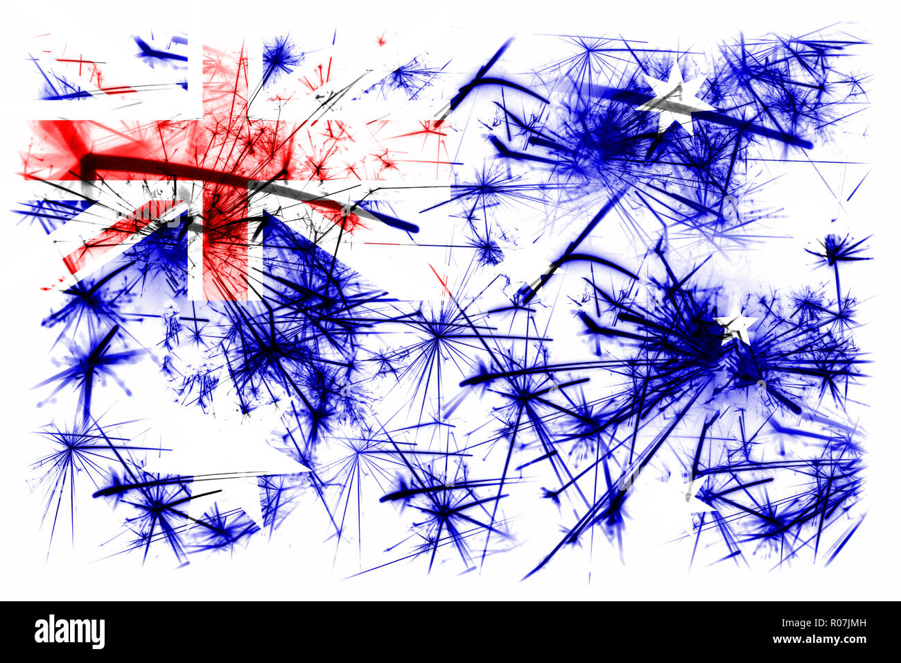 Australia fireworks sparkling flag. New Year 2019 and Christmas party ...