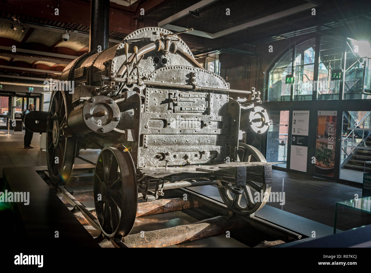 Stephenson's Rocket steam engine at the Manchester Museum of Science ...