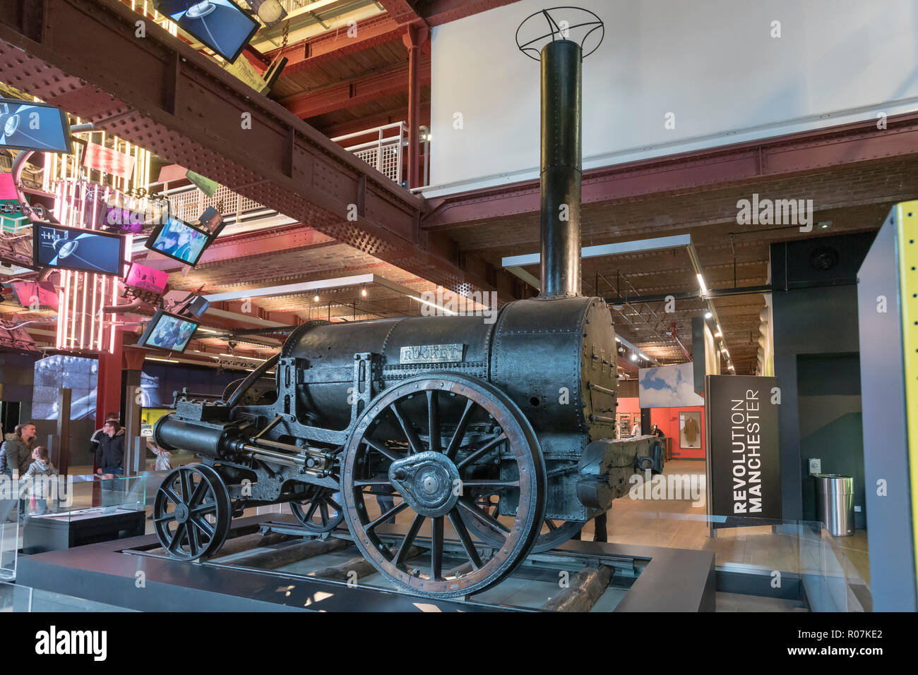 Stephenson's Rocket steam engine at the Manchester Museum of Science ...