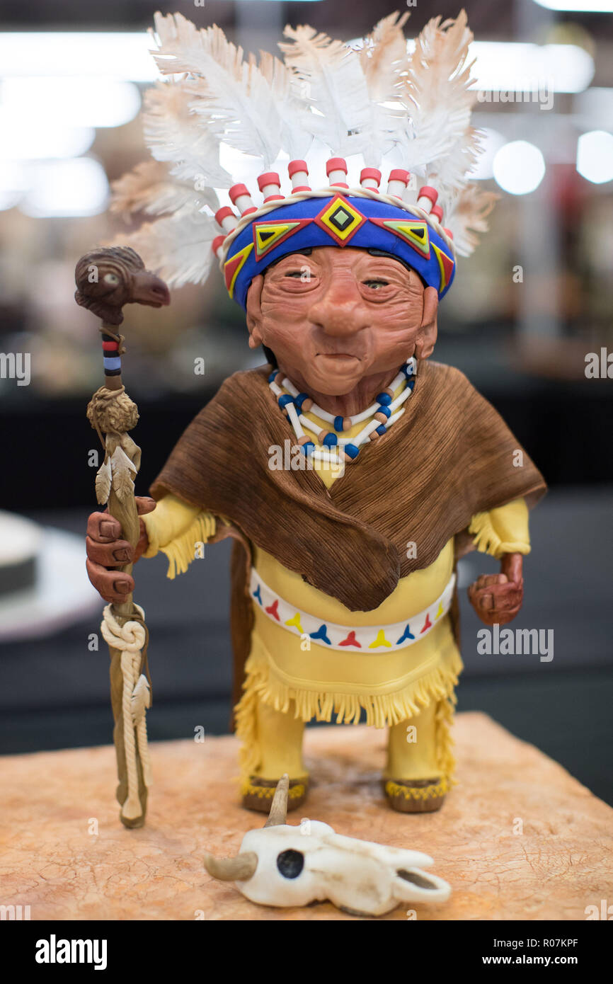 A Native American cake on display during Cake International, The ...