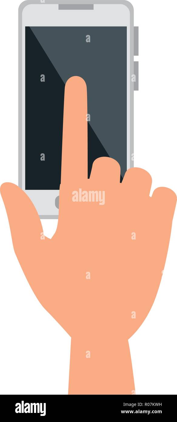 hand using smartphone device vector illustration design Stock Vector ...