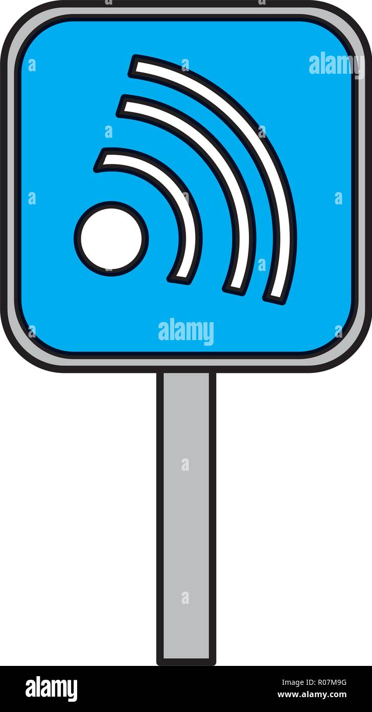 traffic signal with wifi waves vector illustration design Stock Vector ...