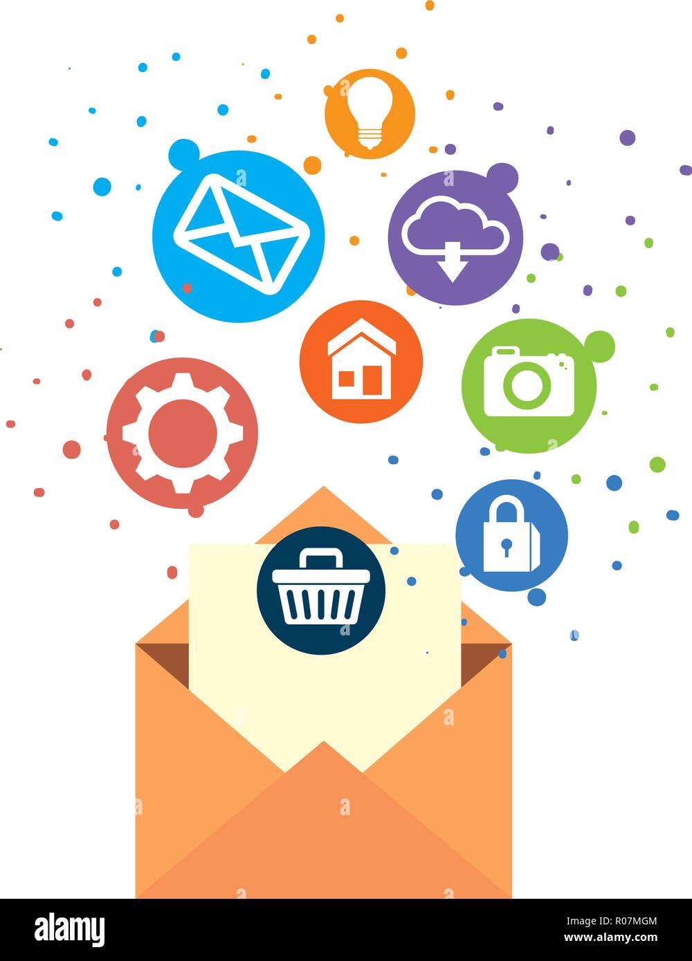 envelope mail with social media icons Stock Vector Image & Art - Alamy