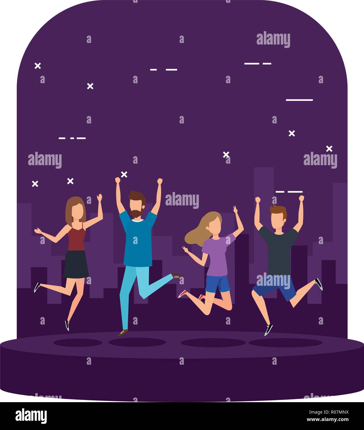 group of young people celebrating vector illustration design Stock ...