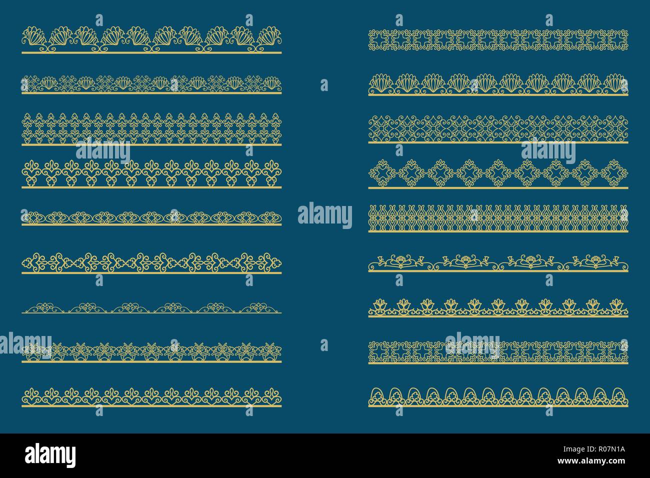 Set of horizontal isolated Bronze lace borders for design Stock Vector ...