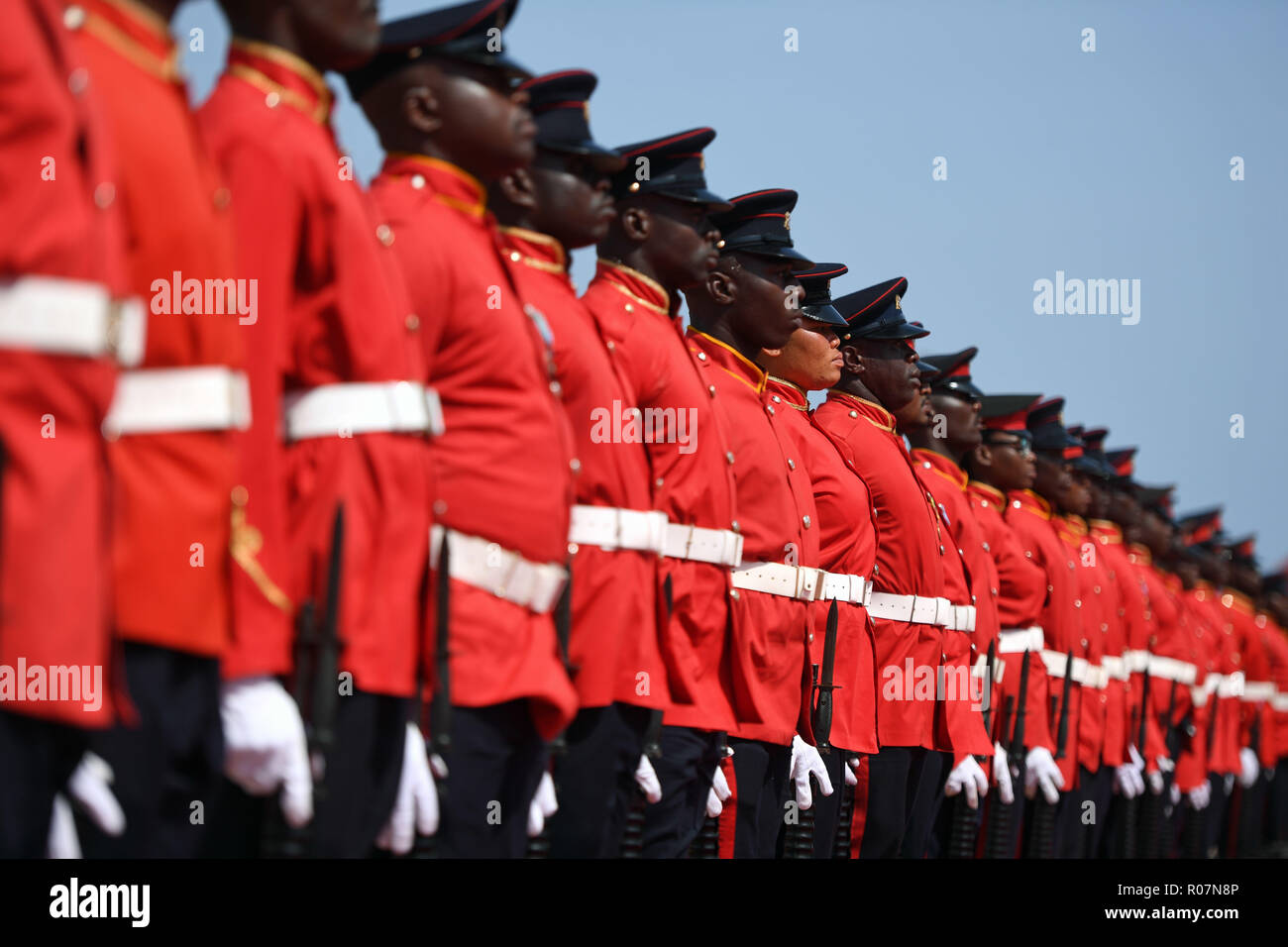 Members of a guard of honour at Jubilee House in Accra, Ghana, awaiting ...