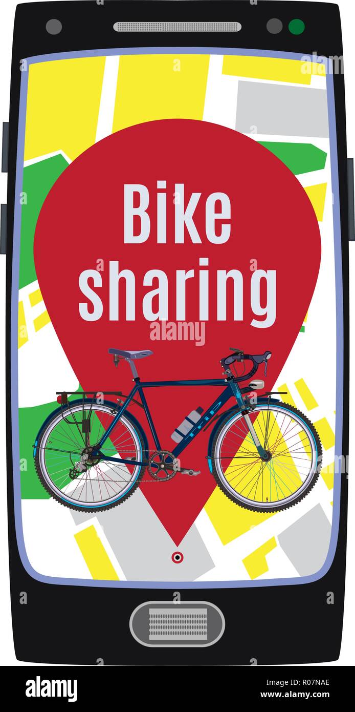 Bike sharing service concept vector flat illustration Stock Vector ...