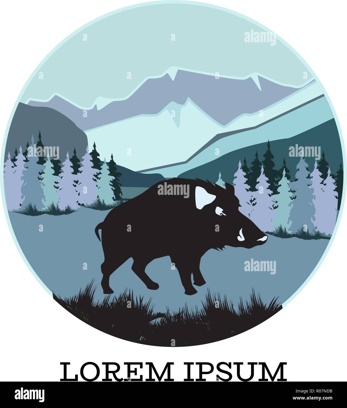 Wild pig boar silhouette on nature background vector illustration Stock ...