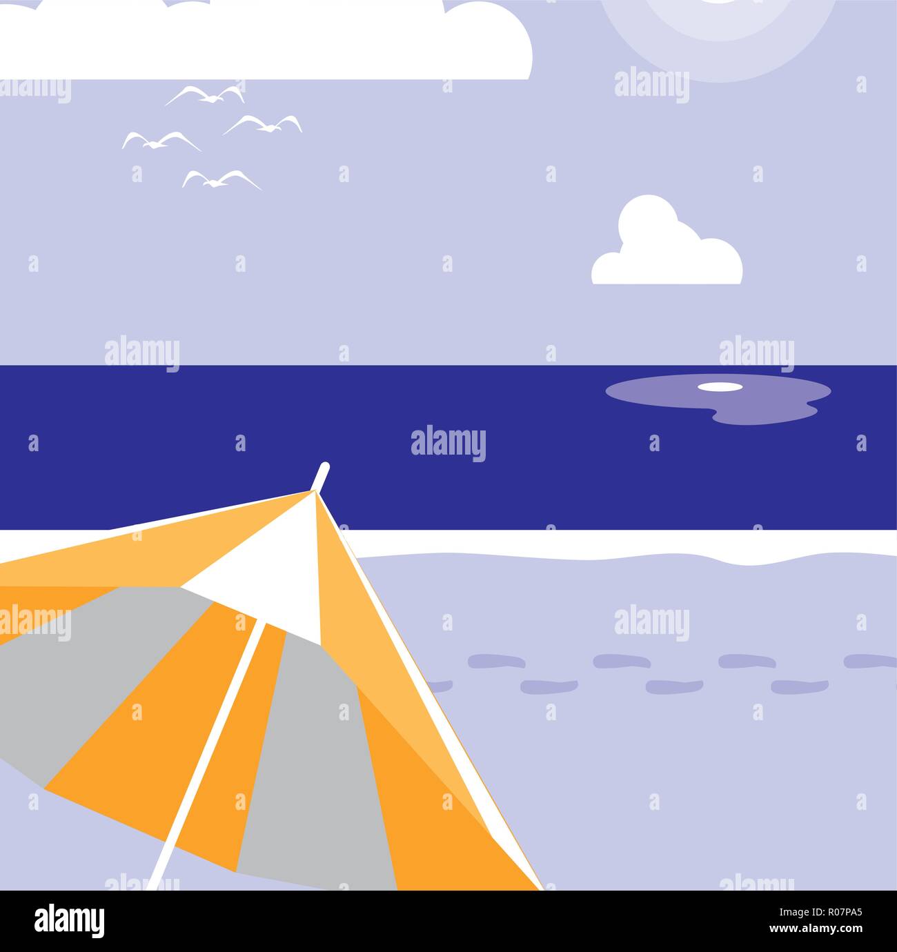 beach with parasol, colorful design. vector illustration Stock Vector ...