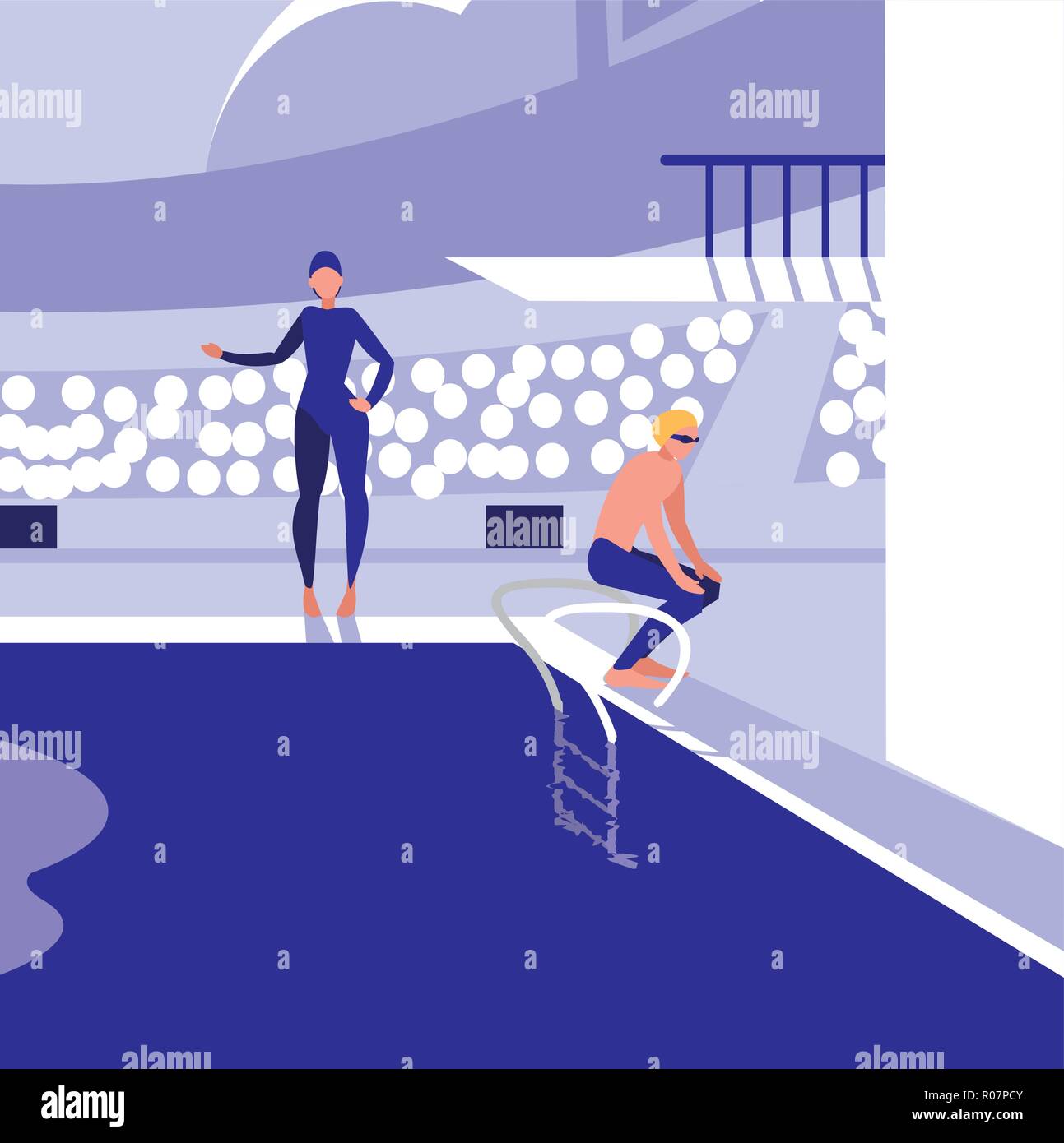 Swimmers dive in pool Stock Vector Images - Alamy