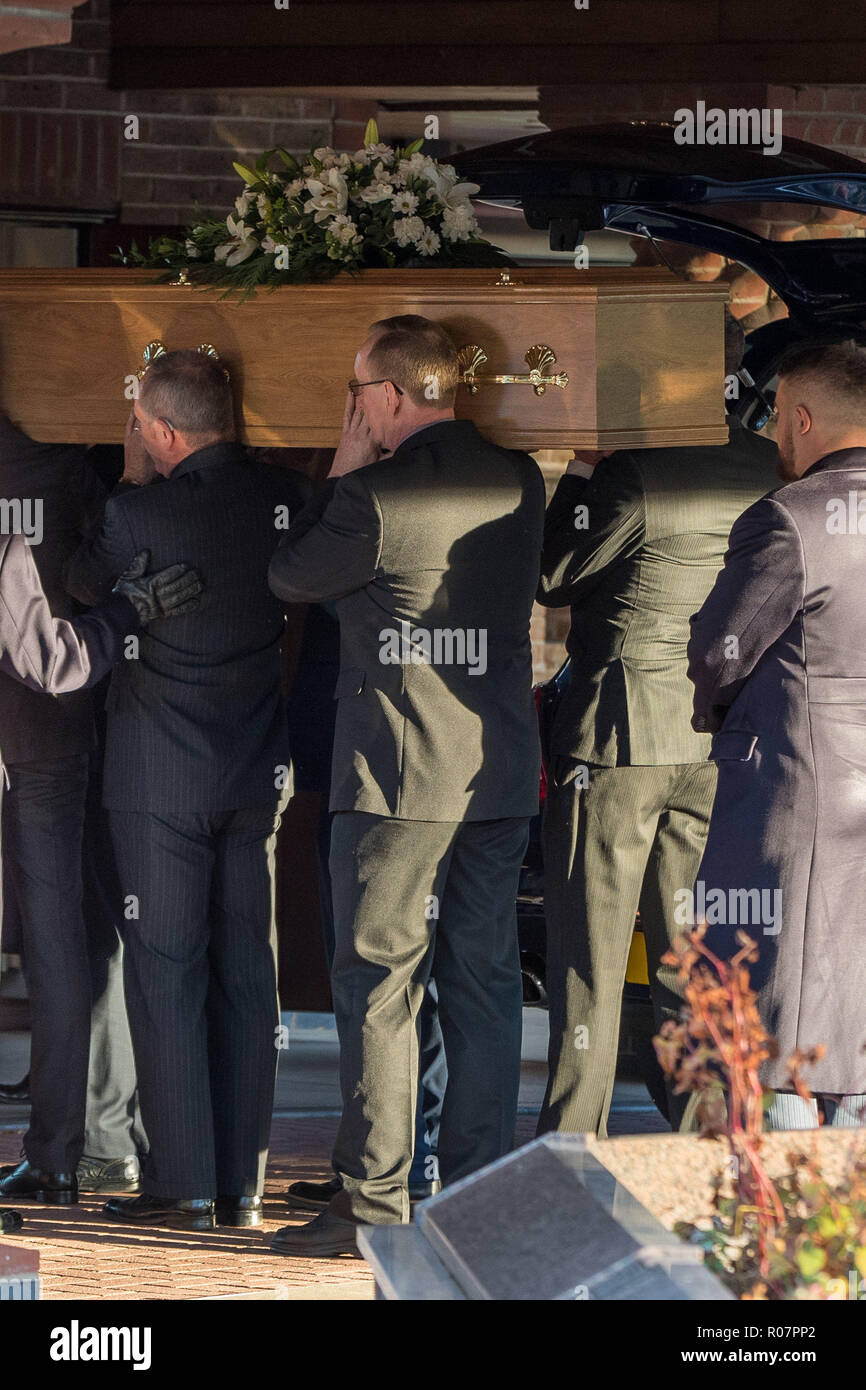 The coffin of M40 caravan crash victim and former soldier Stuart ...