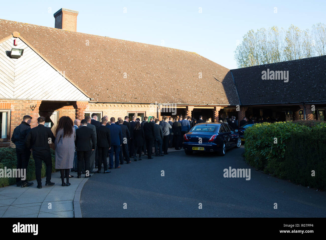 Mourners queue outside for the funeral of M40 caravan crash victim and ...