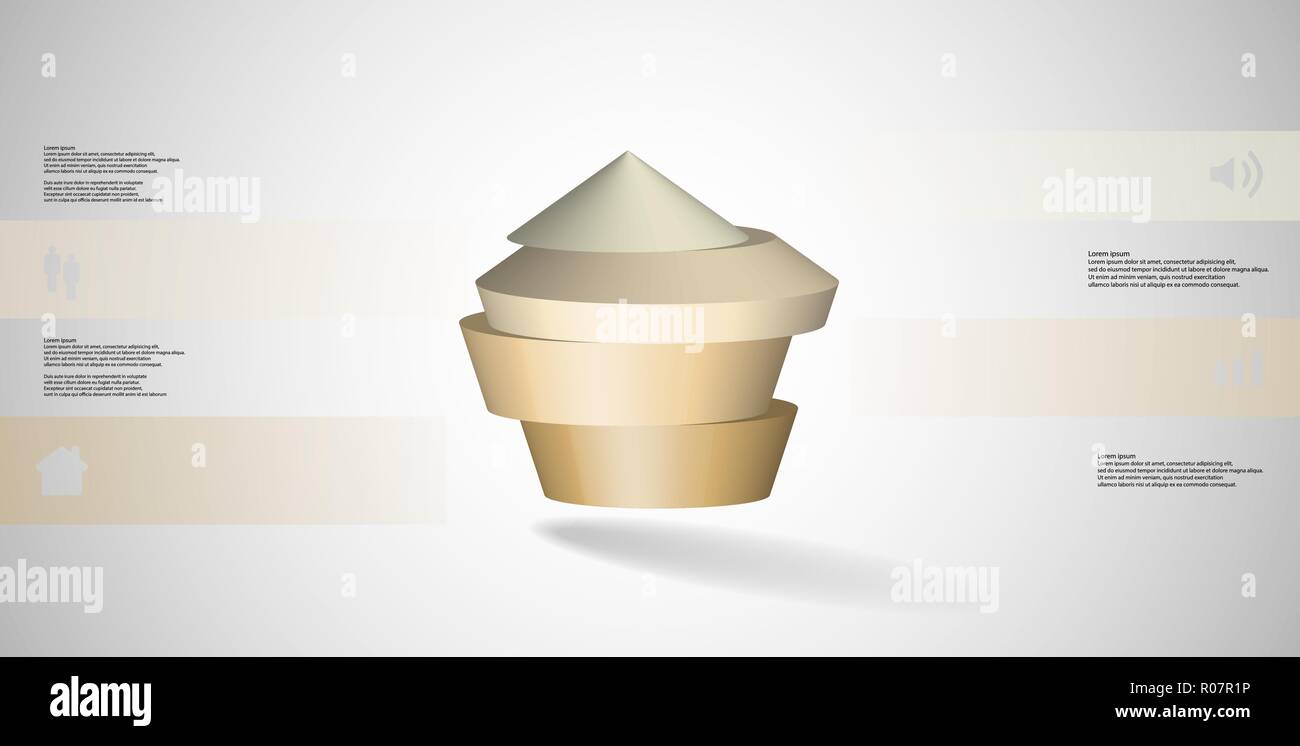 3D illustration infographic template. The round pentagon is divided to ...