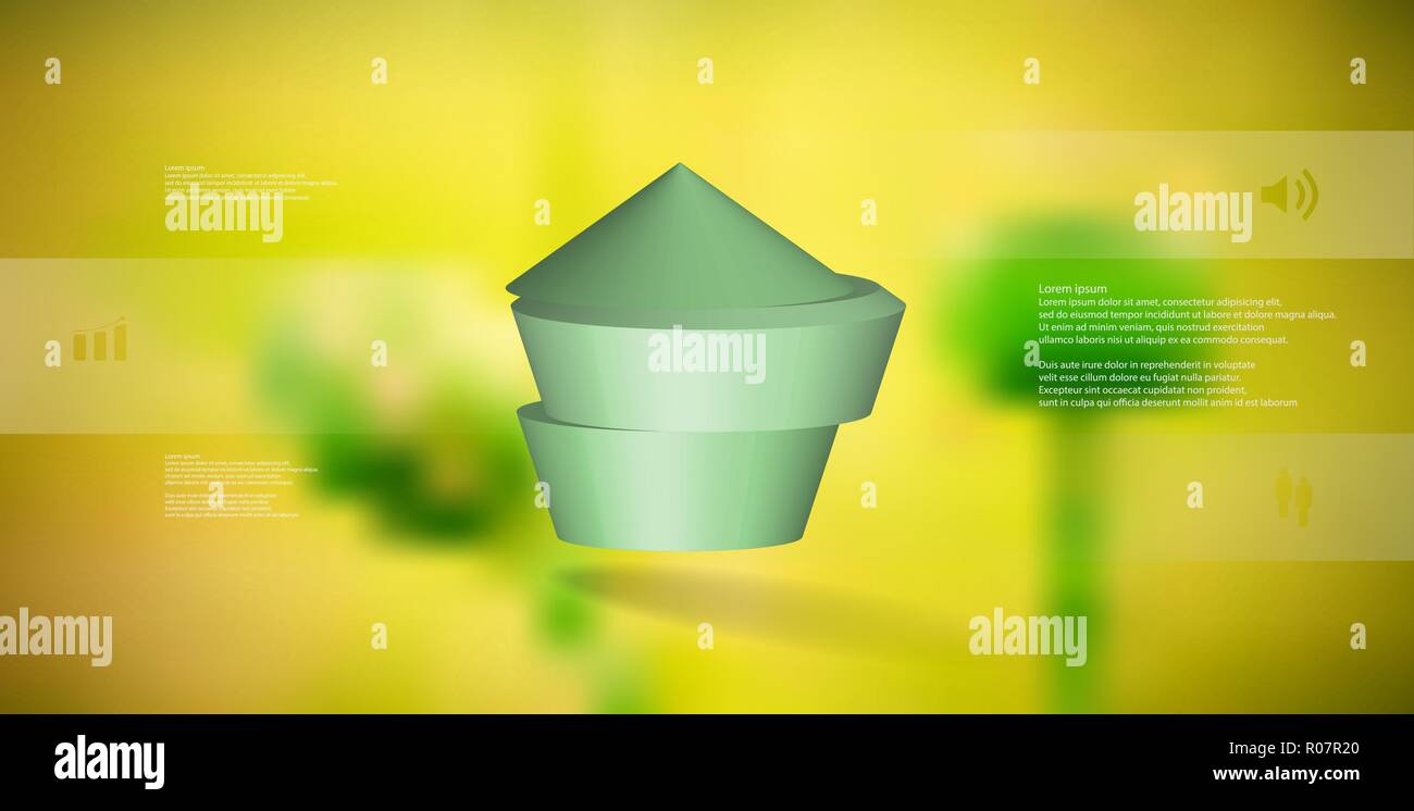 3D illustration infographic template. The round pentagon is divided to ...