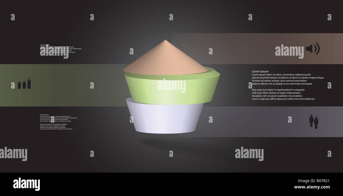 3D illustration infographic template. The round pentagon is divided to ...