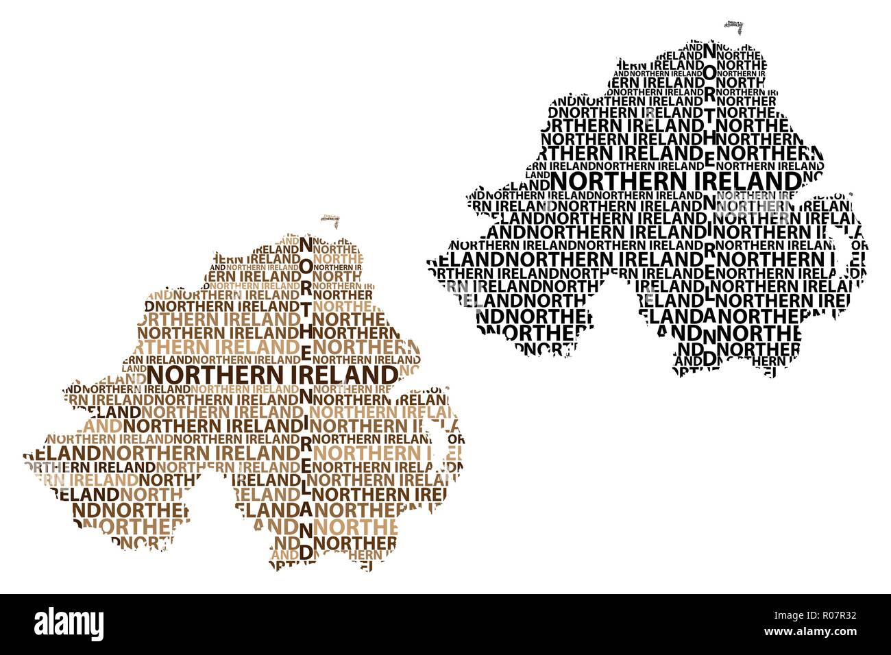 Sketch Northern Ireland letter text map, Northern Ireland - in the ...