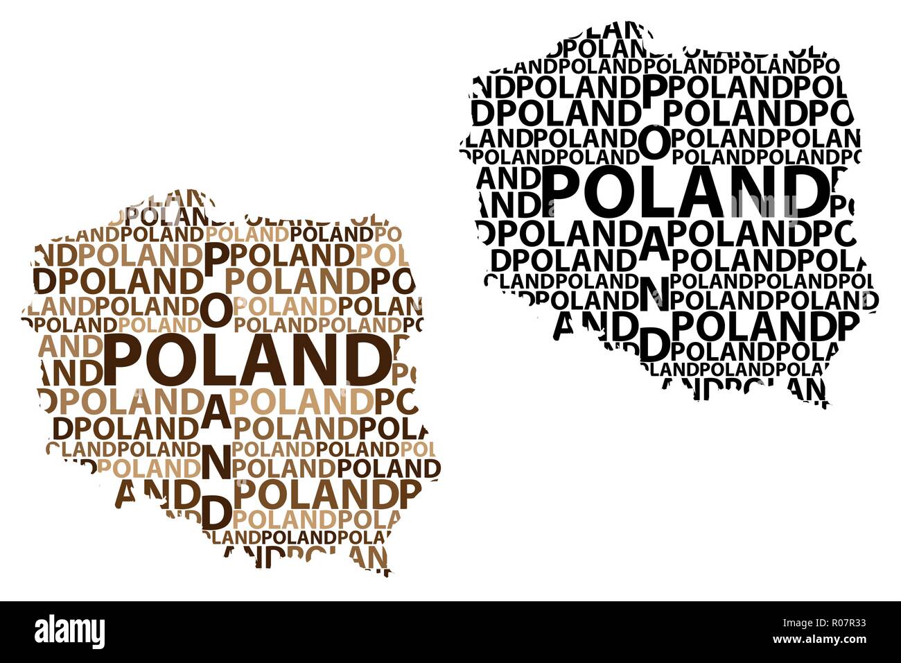 Sketch Poland letter text map, Republic of Poland - in the shape of the ...