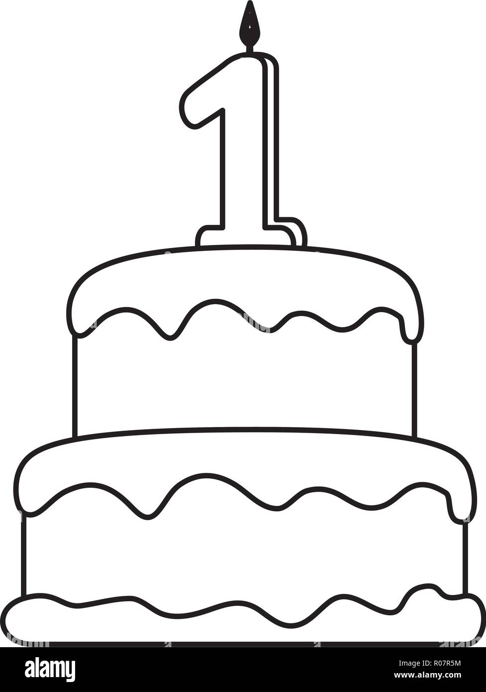 delicious cake with candle number one Stock Vector Image & Art - Alamy