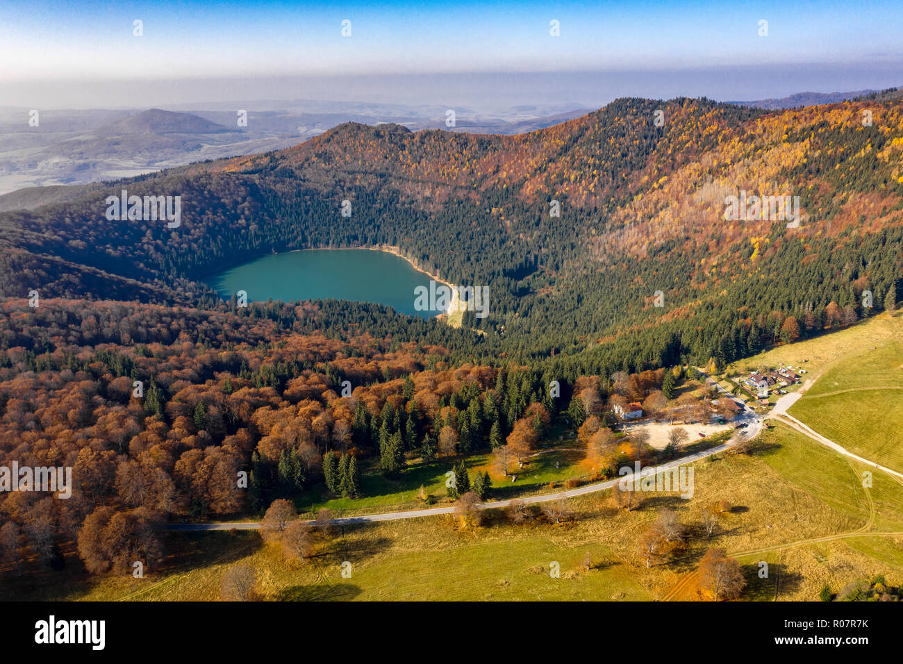 Aerial view of Saint Anna Lake in Tusnad Romania Stock Photo - Alamy