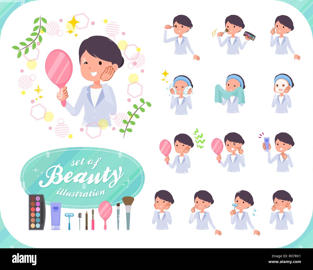 A set of scientist women on beauty.There are various actions such as ...