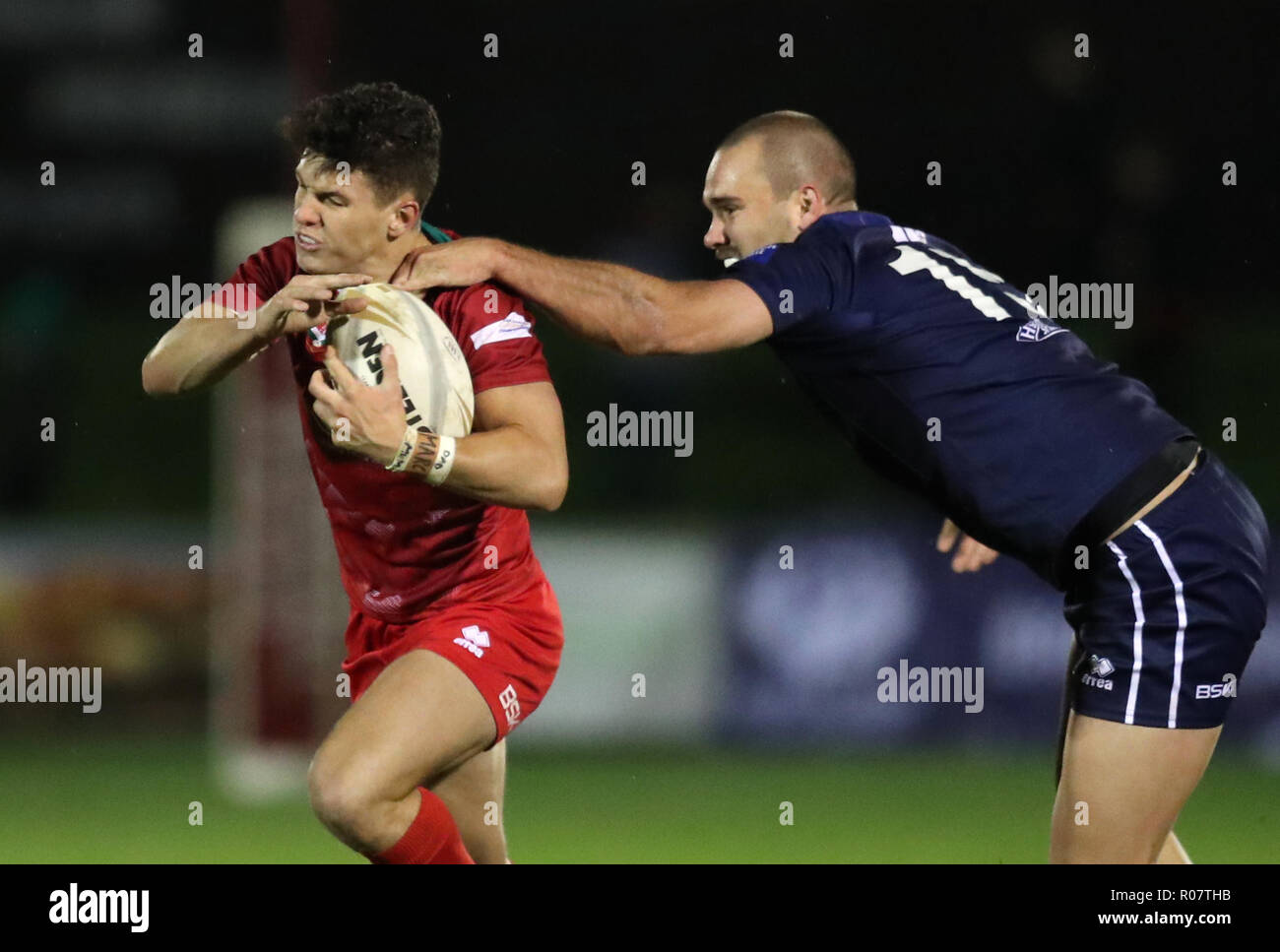 Wales' Josh Ralph and Scotland's Nick Glohe during the European ...