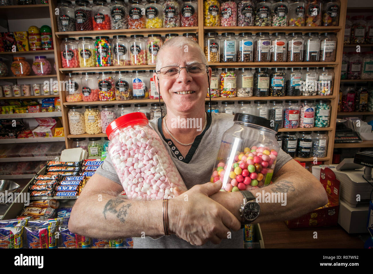 The Golden Butterfly sweet shop in Saffron Walden, Essex. Owner ...