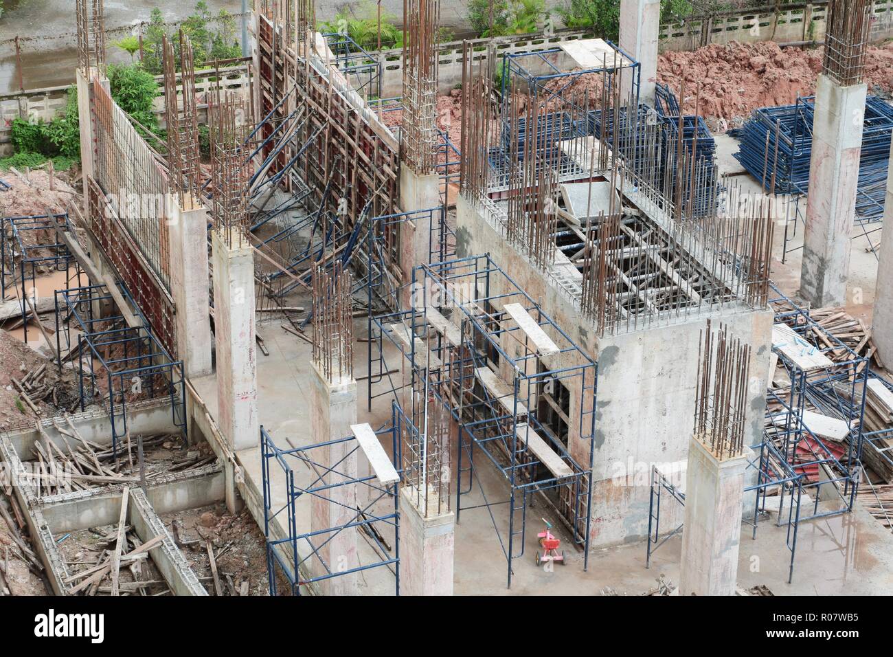 work construction in building site workplace top view Stock Photo - Alamy