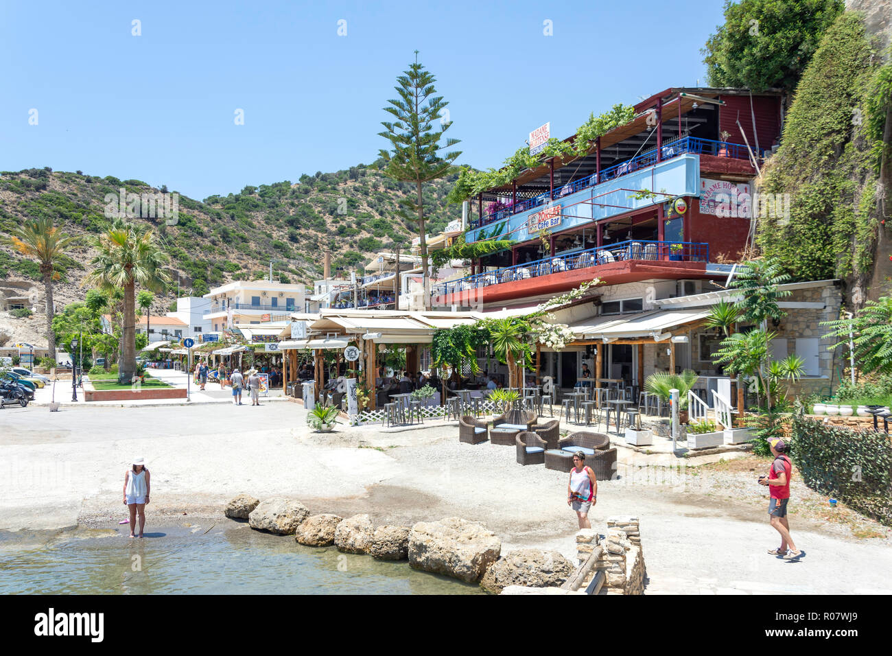 Promenade harbour view agia galini village villages fishing boat hi-res ...