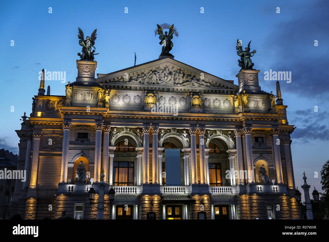 Lviv opera house night hi-res stock photography and images - Alamy