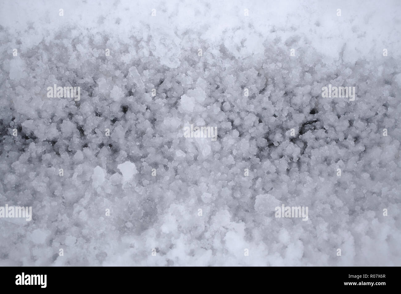 Close-up of melting snow structure. Top view Stock Photo - Alamy