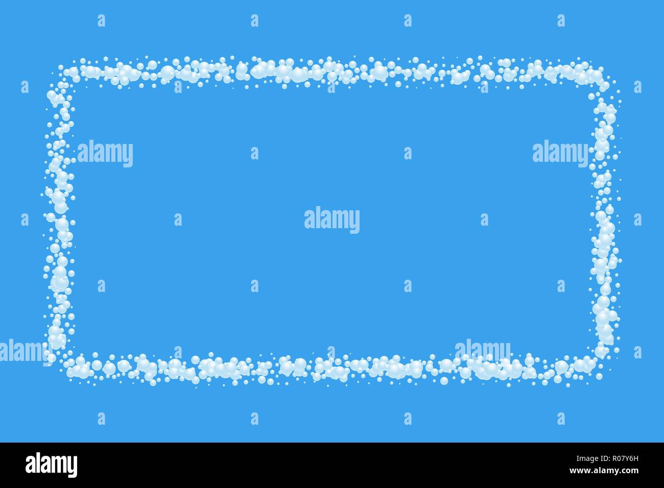 Bubbles abstract frame on blue background. Texture of foam border ...