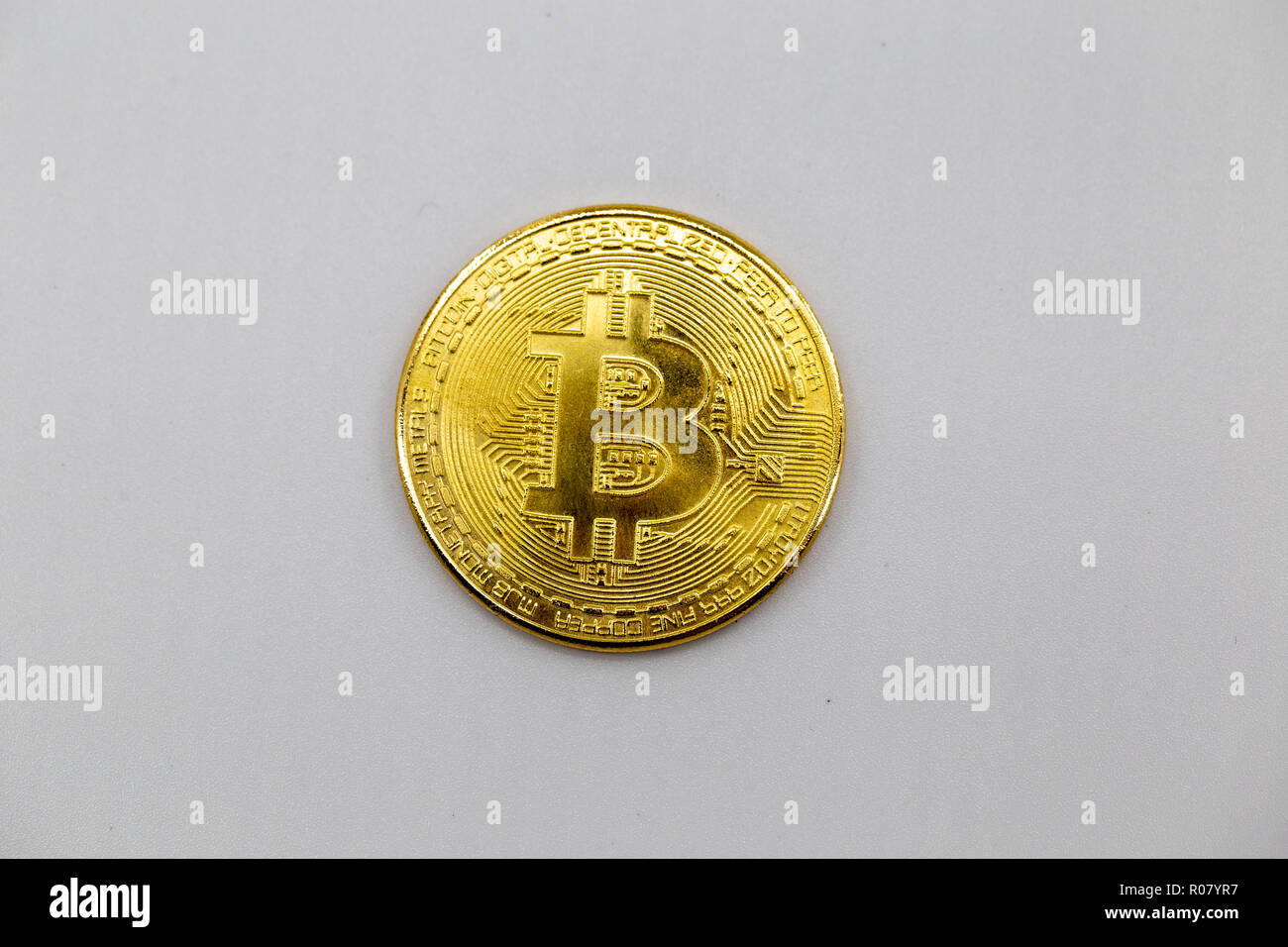 Bitcoin tokens isolated on white background. Cryptocurrency concept ...