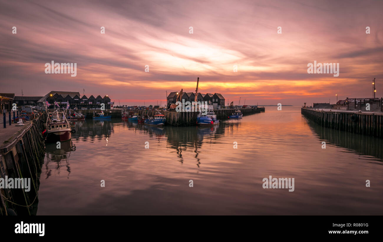 Sunset, Whitstable harbour Stock Photo - Alamy