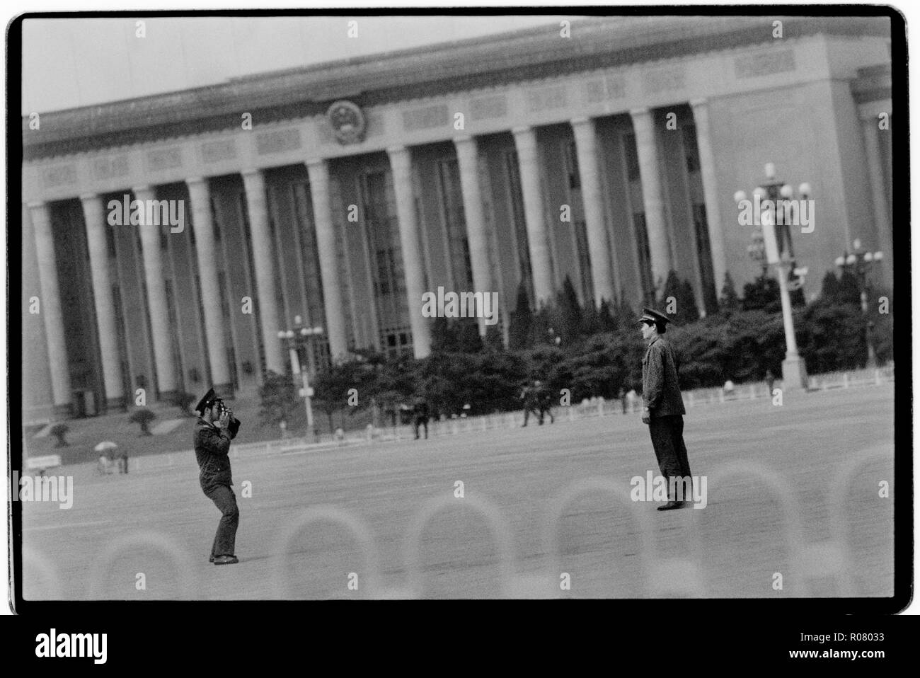 China Beijing in 1989. Chinese army troops occupy positions on ...