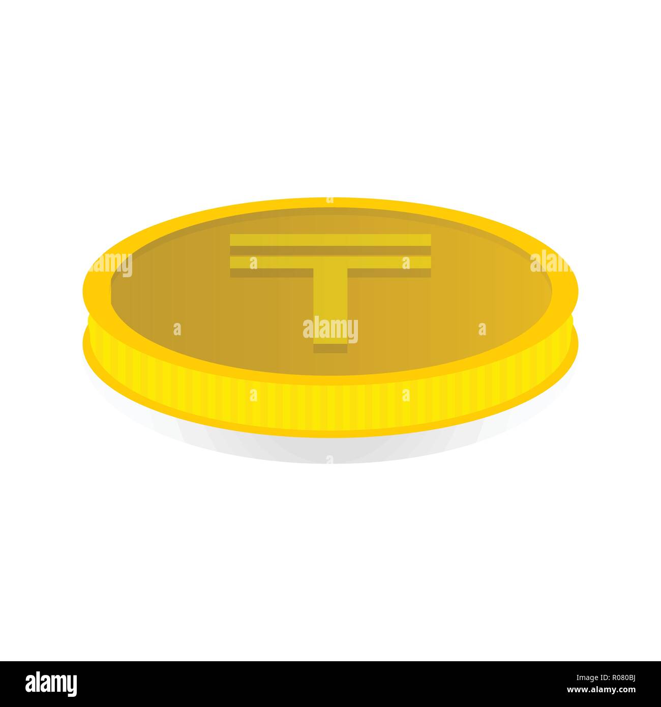 Vector illustration of a gold coin with symbol of tenge Stock Vector ...