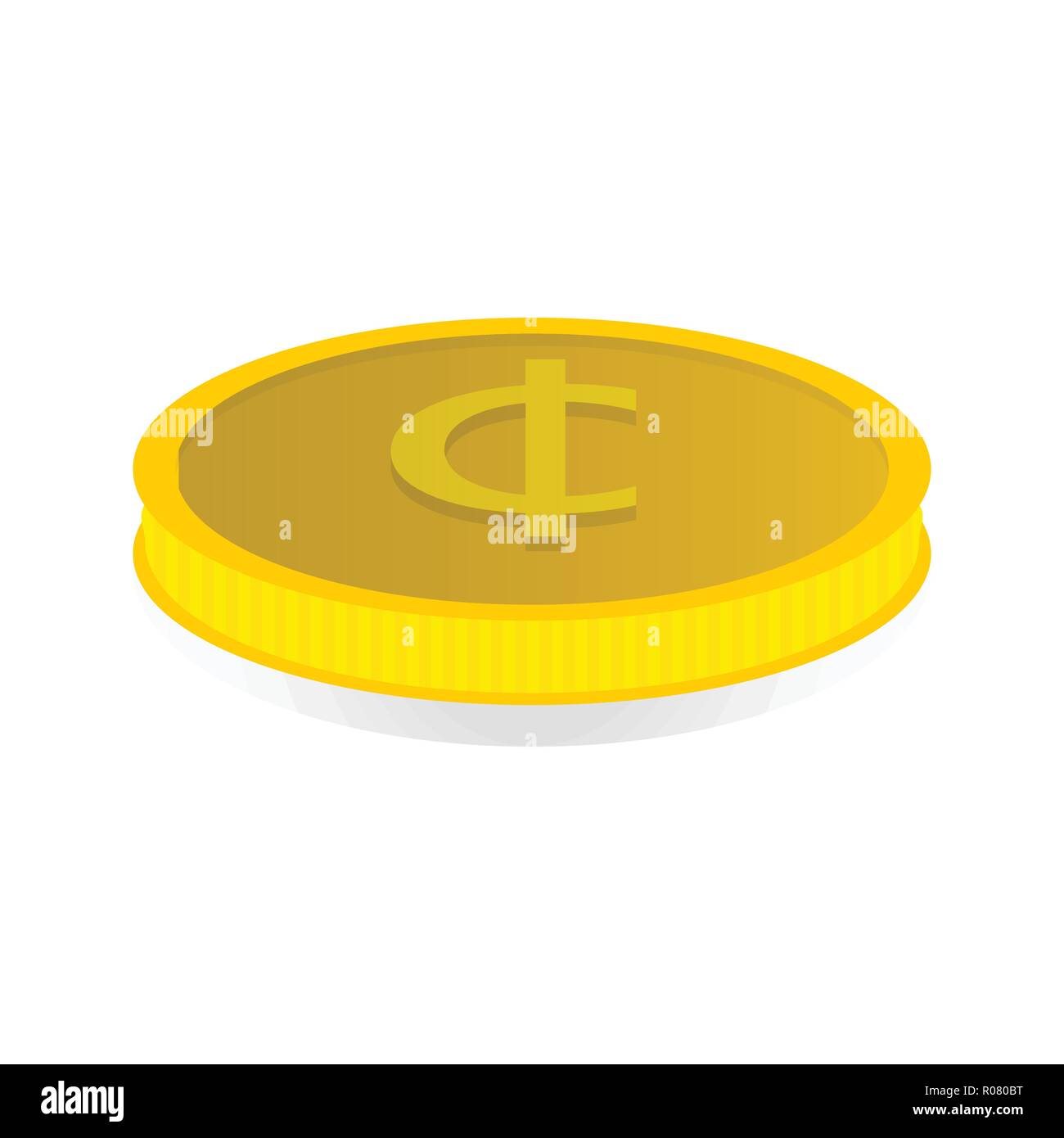 Vector illustration of a gold coin with the symbol of the cent Stock ...