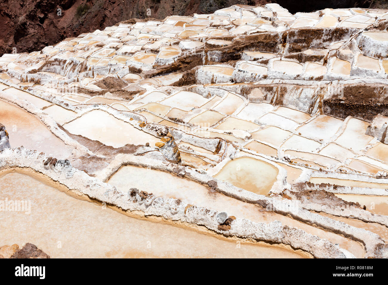 The salt evaporation pond at Maras (Salinas de Maras) near Cusco, Peru ...