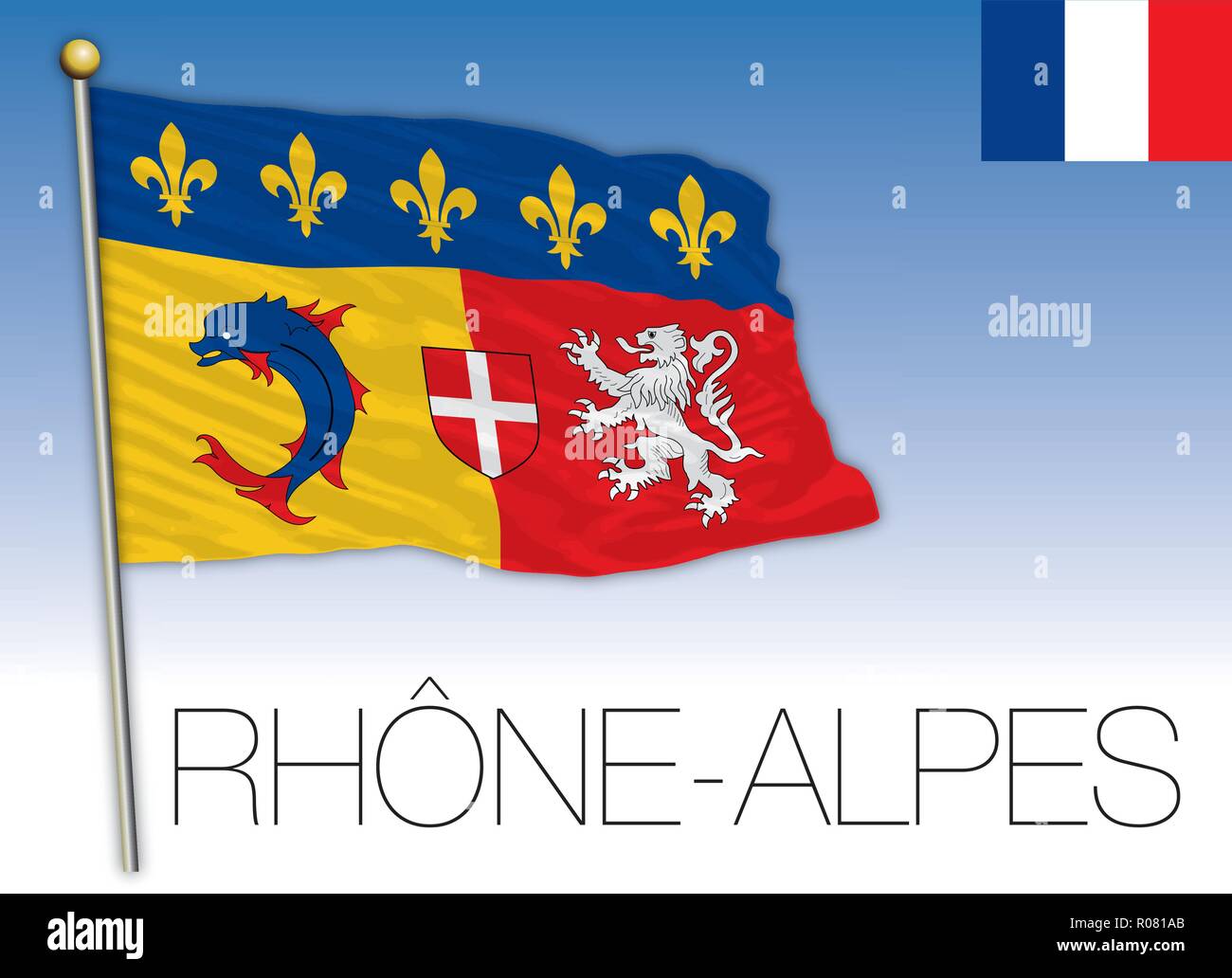 Rhone Alpes regional flag, France, vector illustration Stock Vector ...