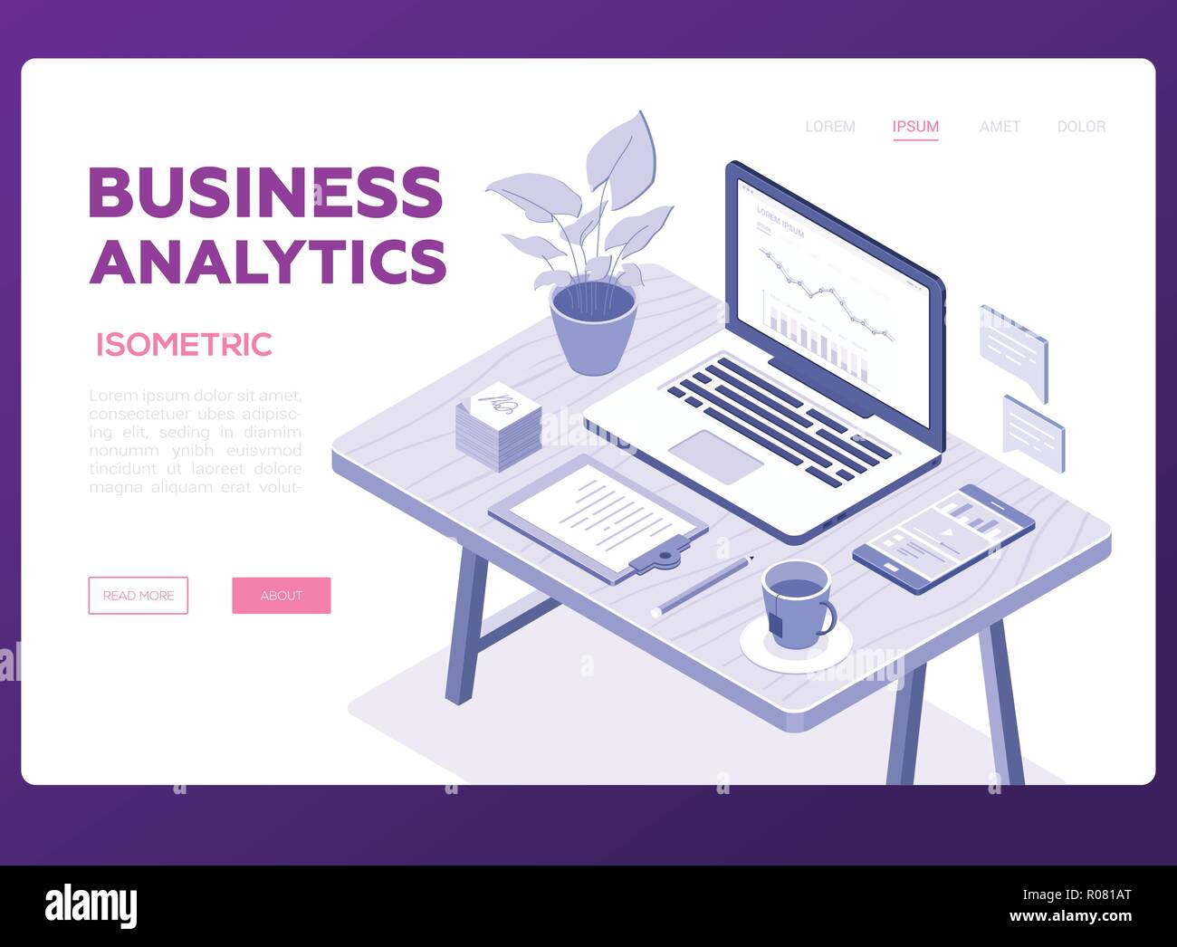Business analytics banner - modern vector isometric illustration Stock ...