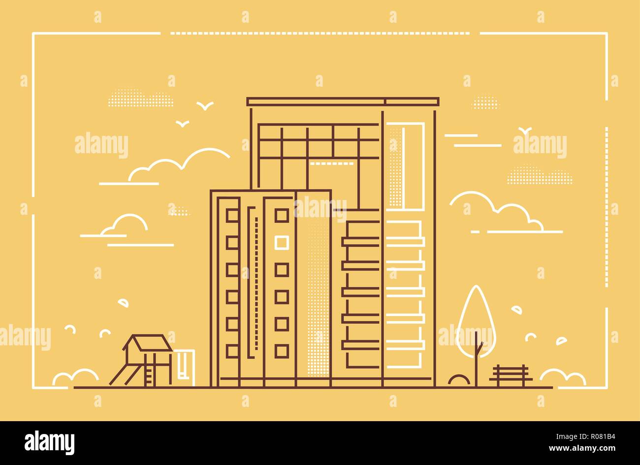 Modern building line design Stock Vector Images - Alamy