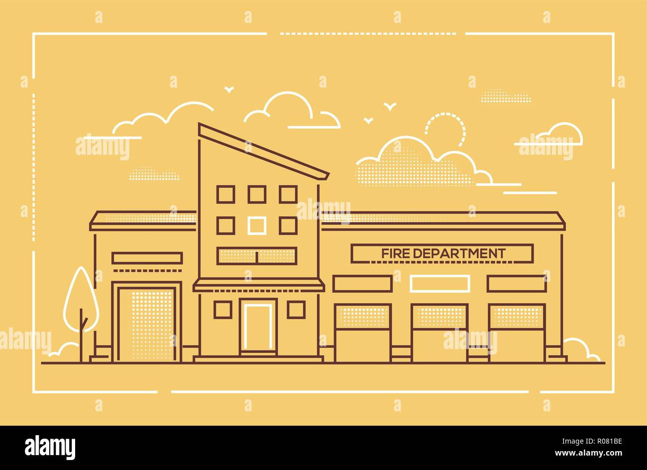 Fire department - modern line design style vector illustration Stock ...