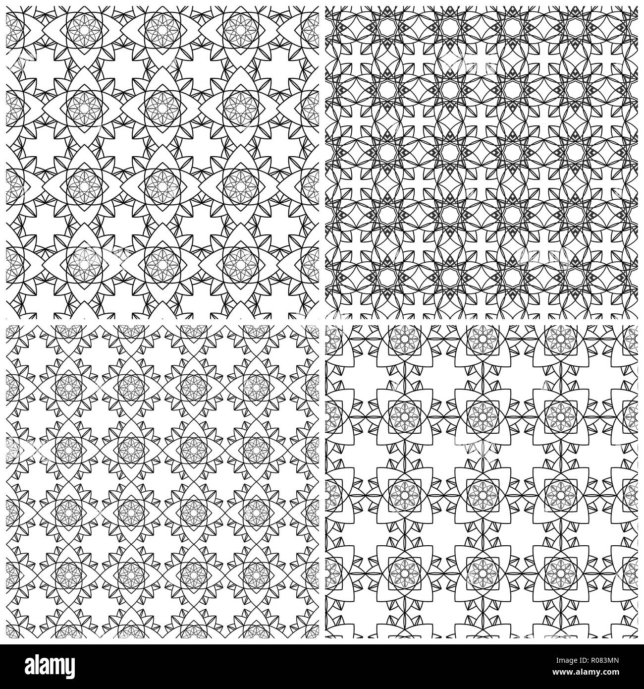 Four vector abstract seamless floral mesh patterns with interlacing ...