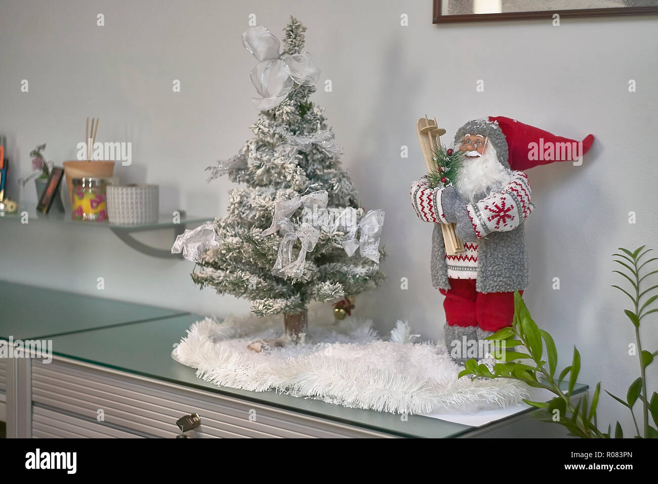 Office decorated with Christmas decorations during the Christmas period ...